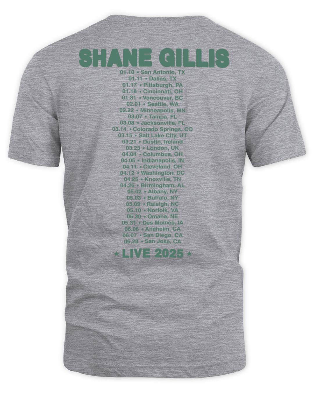 Shane Gillis Merch 2025 Tour Shirt